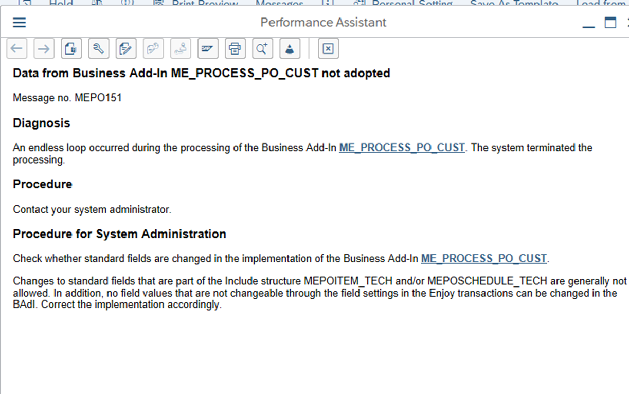 ABAP QnA BADI ME PROCESS PO CUST Endless Loop 